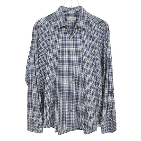 Neiman Marcus | Shirts | Neiman Marcus Mens Large Blue Gray Plaid ...